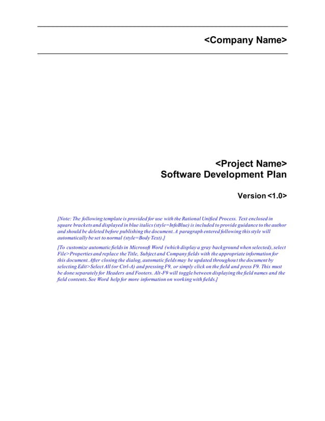 Software development plan template | DOCX