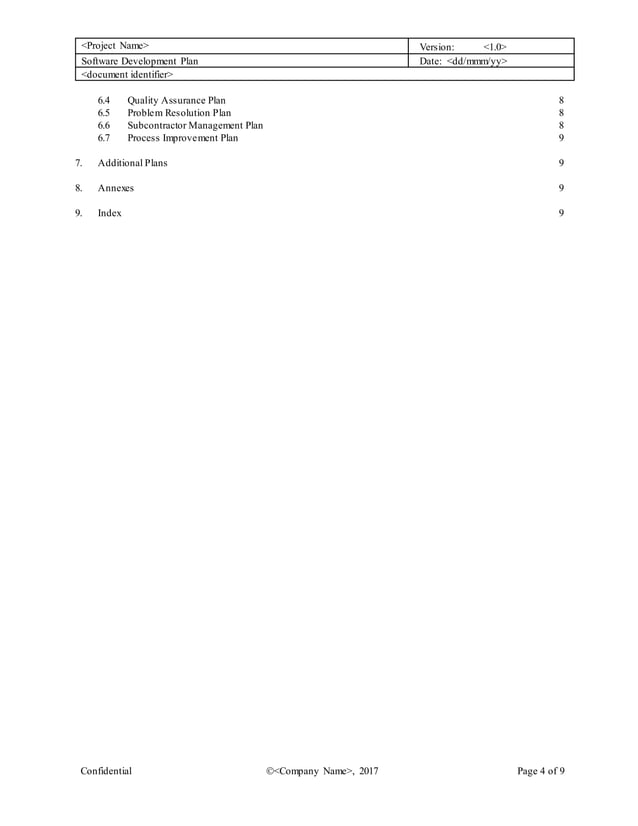 Software development plan template | DOCX