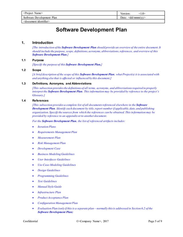 Software development plan template | DOCX