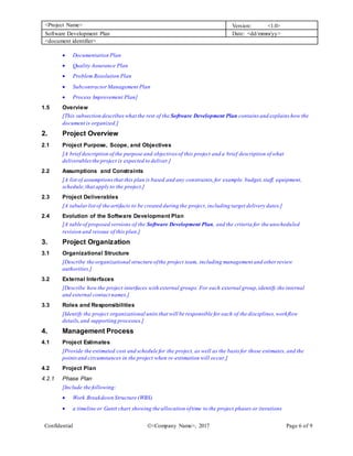 Software Development Plan Template