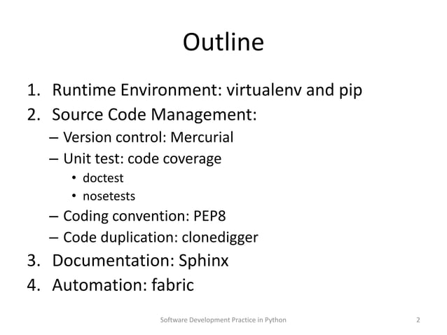Software development practices in python | PDF | Programming Languages | Computing