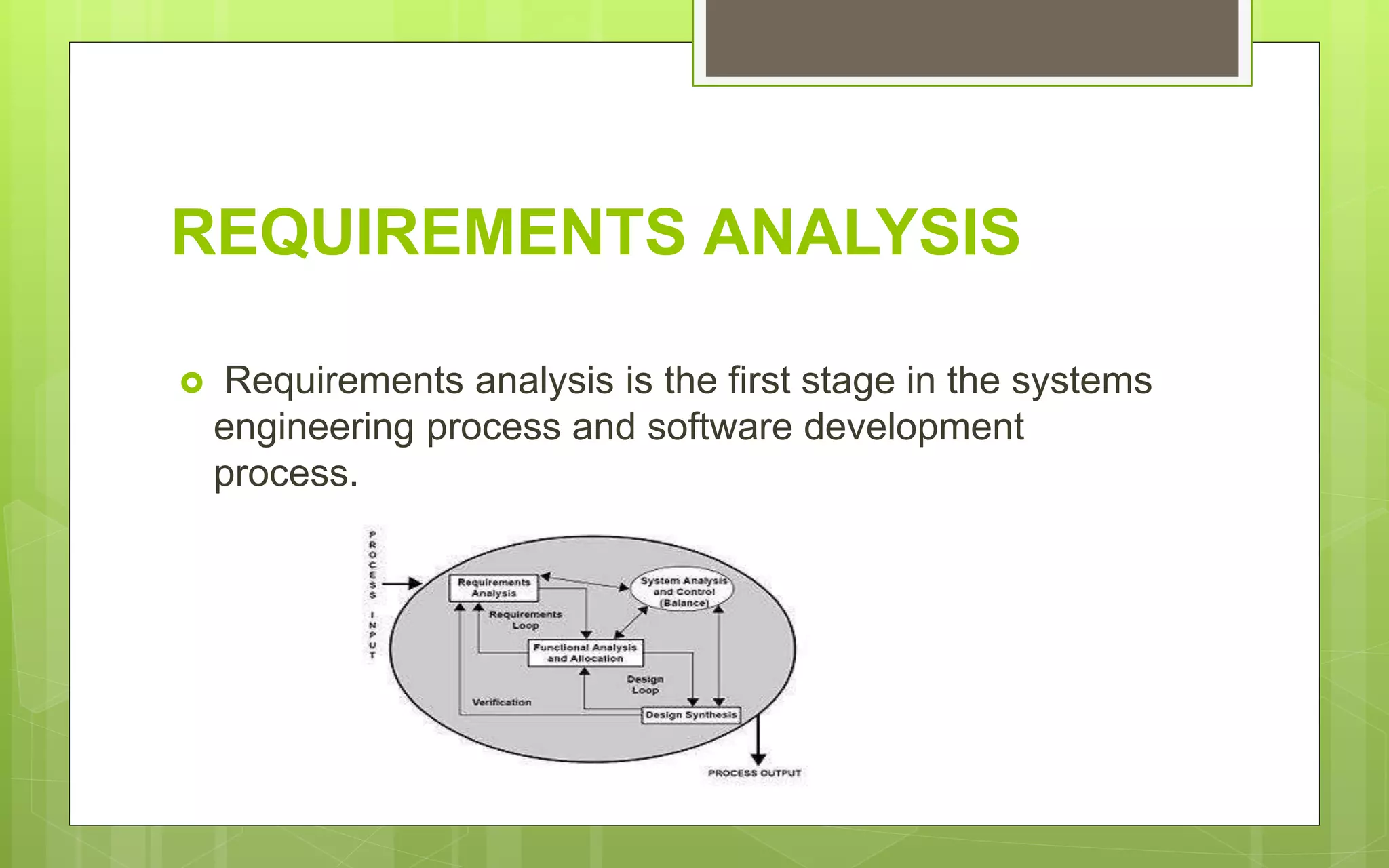 Software Development Process - REQUIREMENTS ANALYSIS / ANALYSIS OF TECHNICAL REQUIREMENT | PPTX