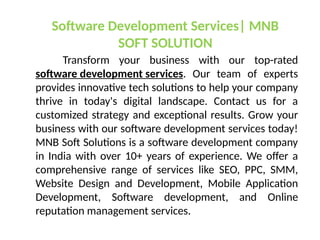 SOFTWARE DEVELOPMENT SERVICE - MNB SOFT SOLUTION | PPTX