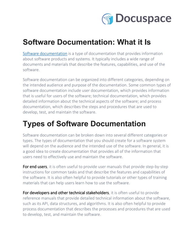 Software Documentation : What it Is | PDF | Operating Systems | Computer Software and Applications