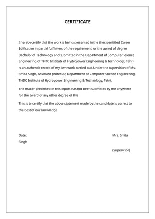 software Documentation Certificate in department of computer | PDF