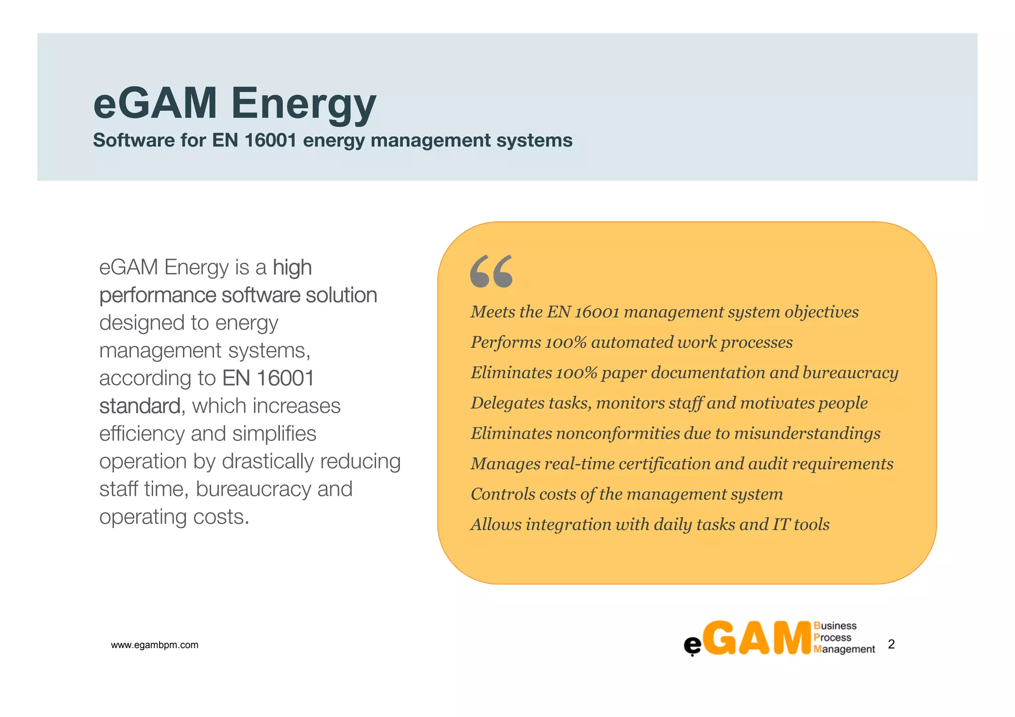 Software for EN 16001 energy management systems eGAM | PPT
