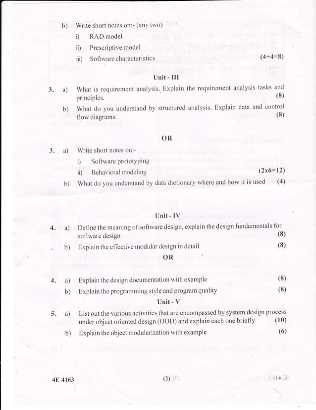 Software Engineering Paper (RTU IV Semester)