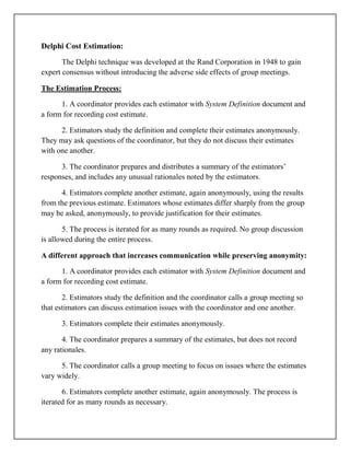 Software Cost Estimation Techniques | PDF