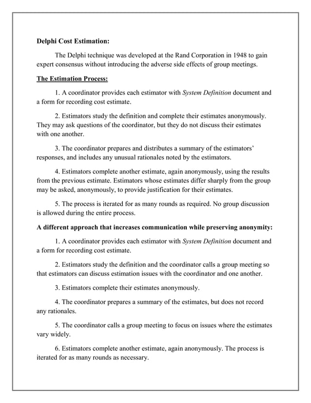 Software Cost Estimation Techniques Pdf