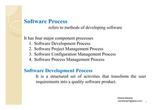 software development, process model, requirement engineering, srs, structured design, ooad based ...
