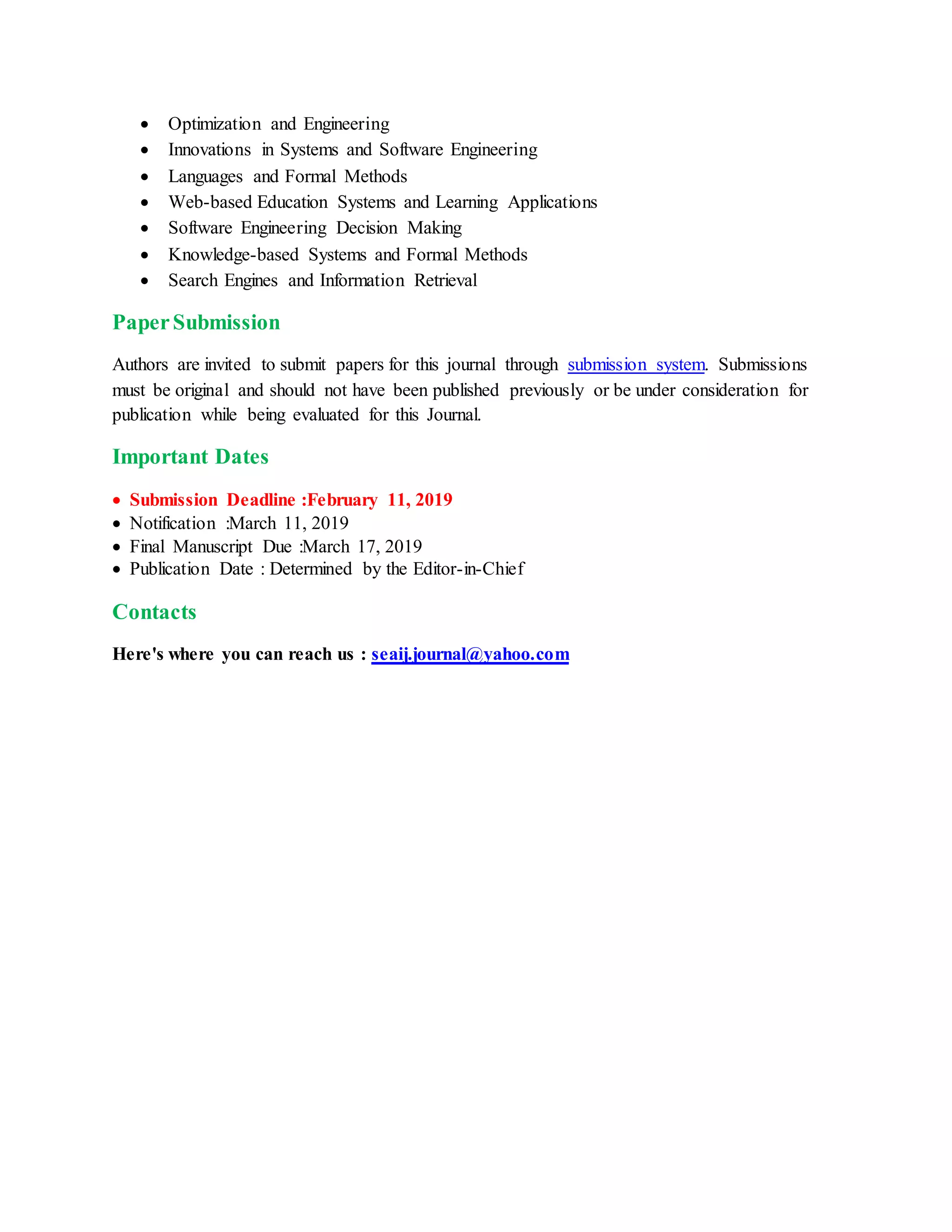 International Journal of Software Engineering (SEIJ) | PDF