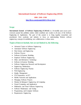 International Journal of Software Engineering (SEIJ) | PDF