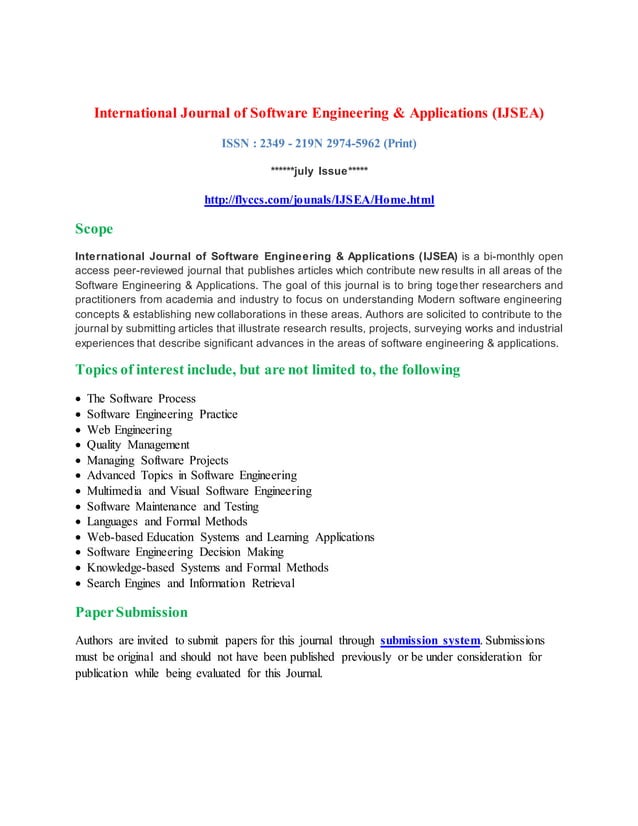 International Journal of Software Engineering & Applications (IJSEA) | PDF