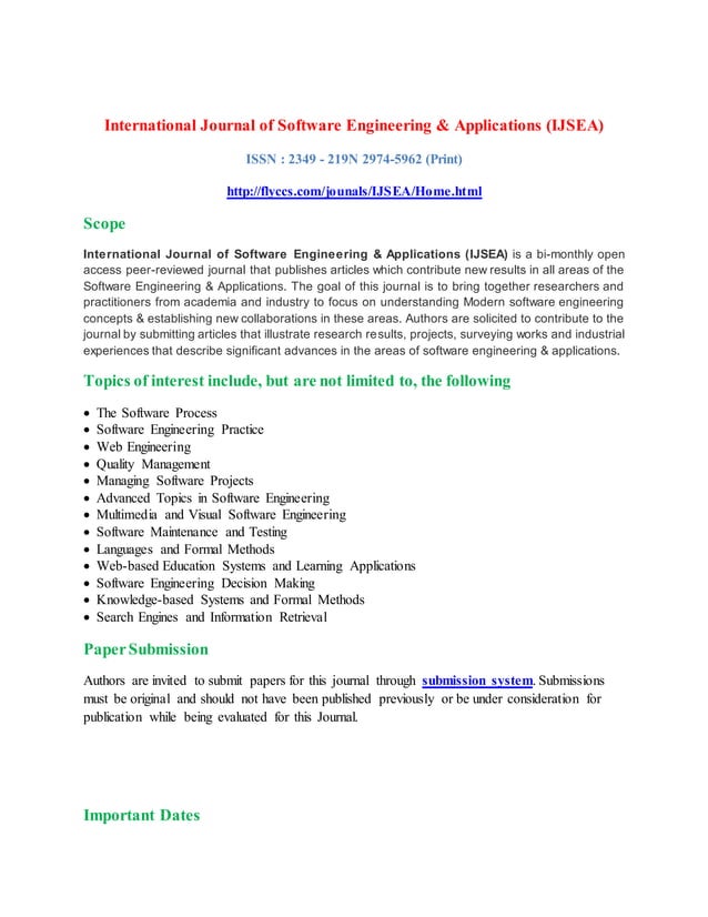 International Journal of Software Engineering & Applications (IJSEA) | PDF