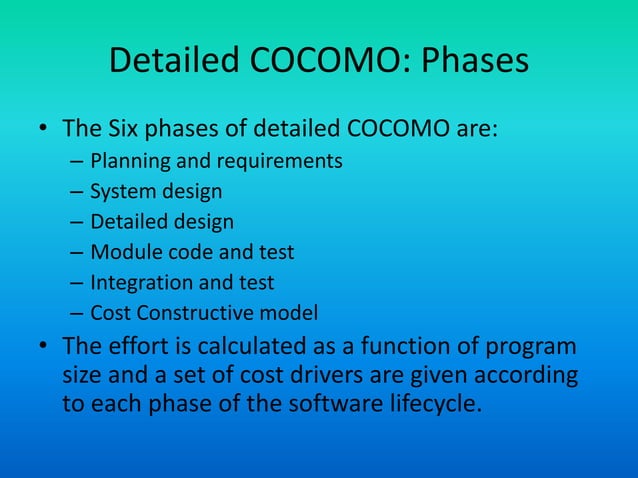 Software engineering 10 software cost estimation cocomo | PPT
