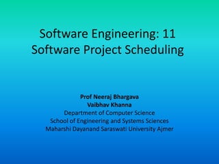 Software engineering 11 project scheduling | PPT