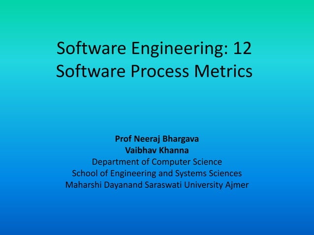 Software engineering 12 process quality metrics | PPT