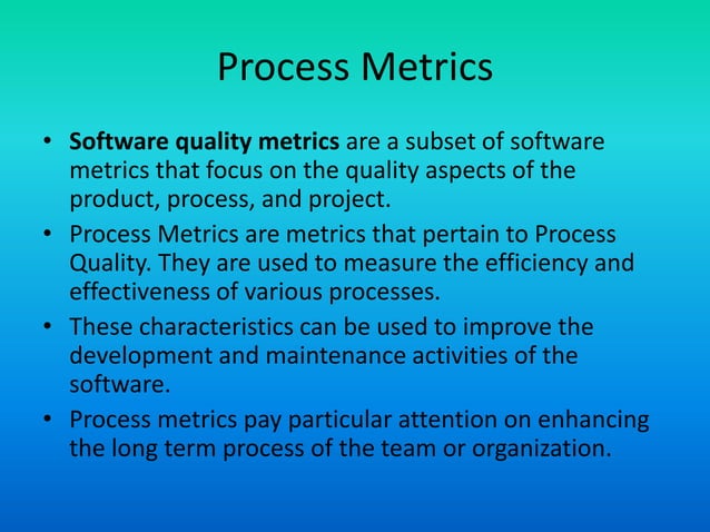 Software engineering 12 process quality metrics | PPT