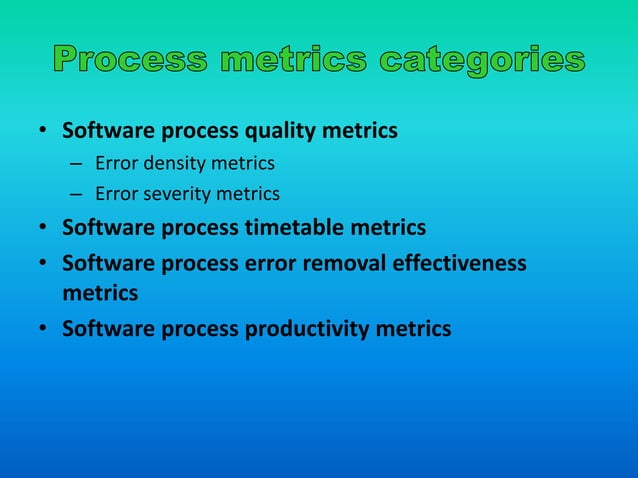Software engineering 12 process quality metrics | PPT