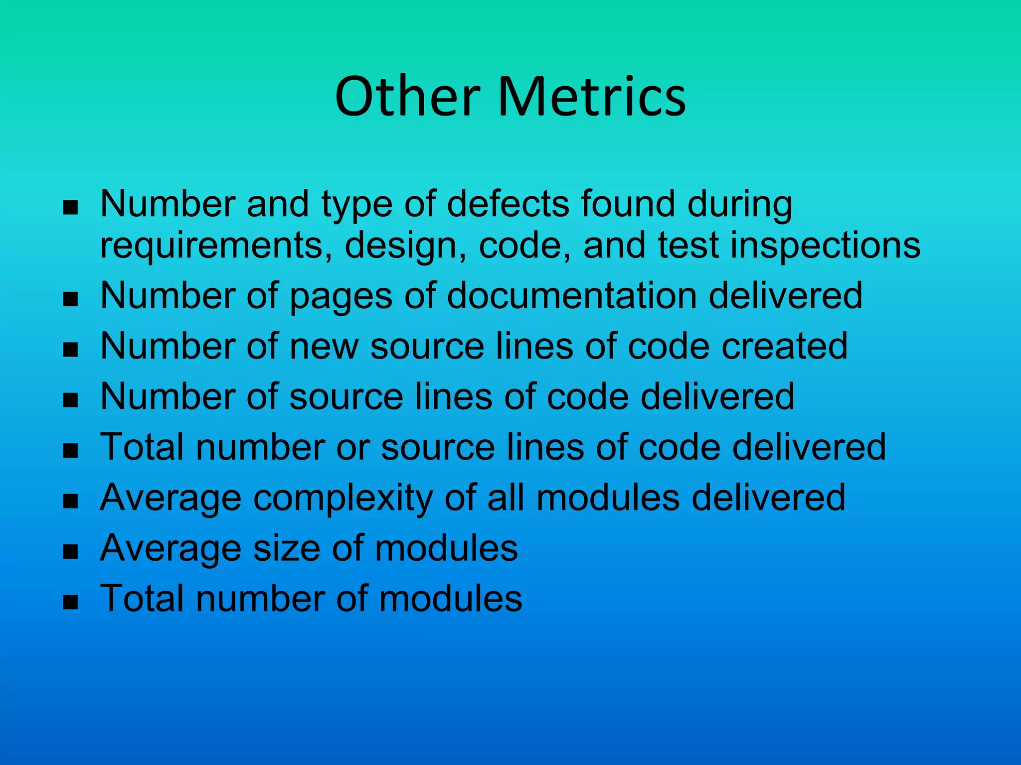 Software engineering 14 software quality metrics | PPT