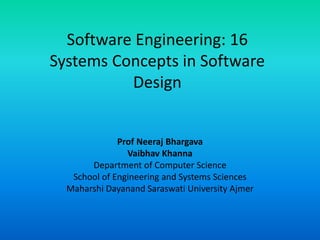 Software engineering 16 systems concepts in software design | PPTX
