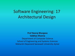 Software engineering 17 architectural design | PPT