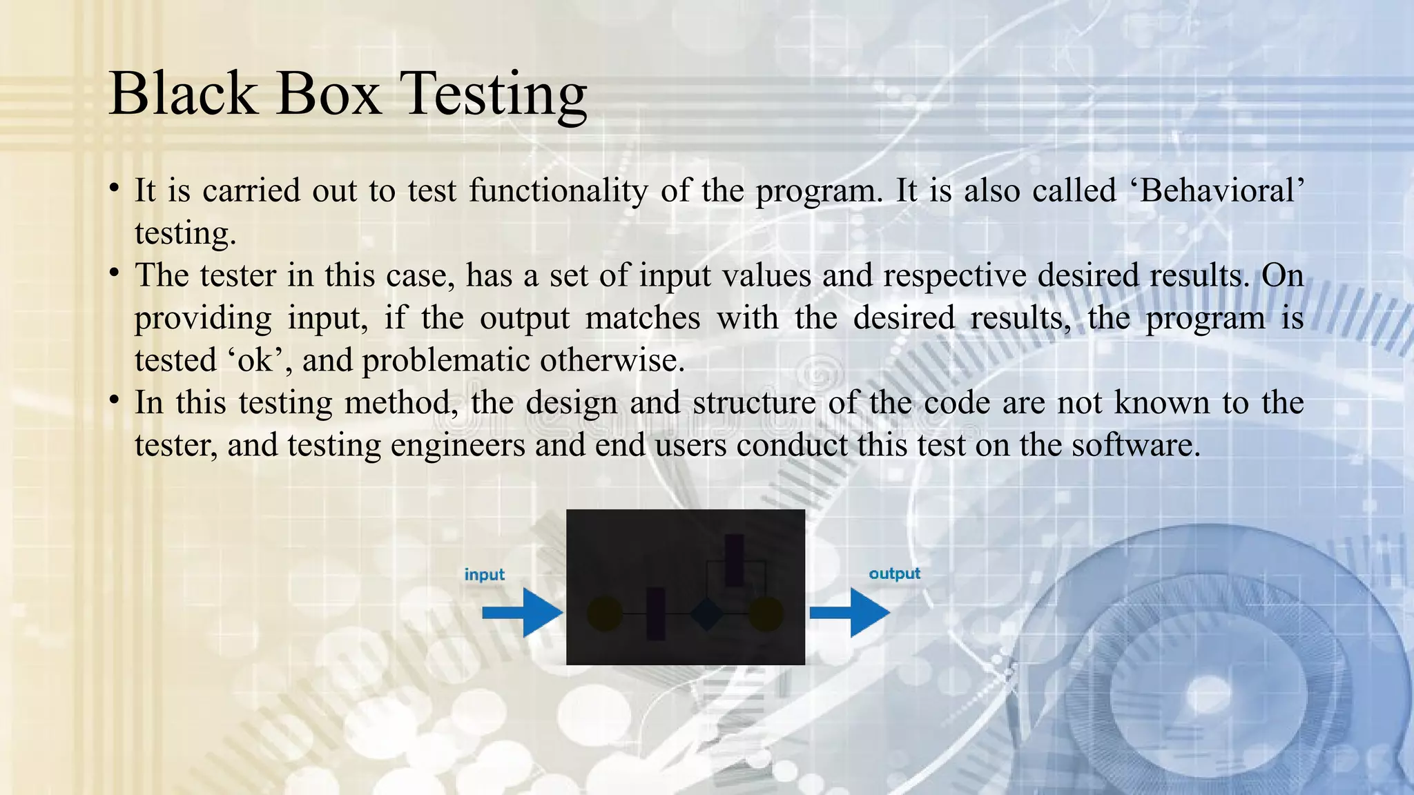 Software engineering Testing technique,test case,test suit design | PPT