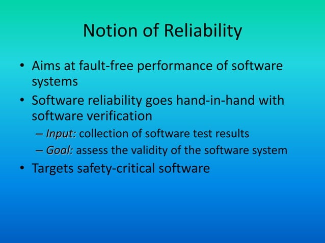 Software Engineering 23 Software Reliability Pptx Operating Systems Computer Software And