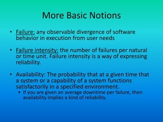 Software engineering 23 software reliability | PPTX