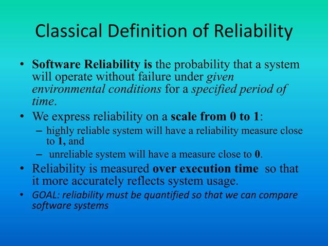 Software Engineering 23 Software Reliability Pptx Operating Systems Computer Software And