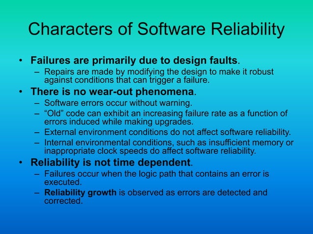 Software Engineering 23 Software Reliability Pptx Operating Systems Computer Software And