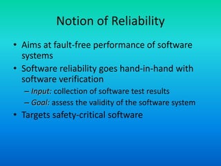Software engineering 23 software reliability | PPT