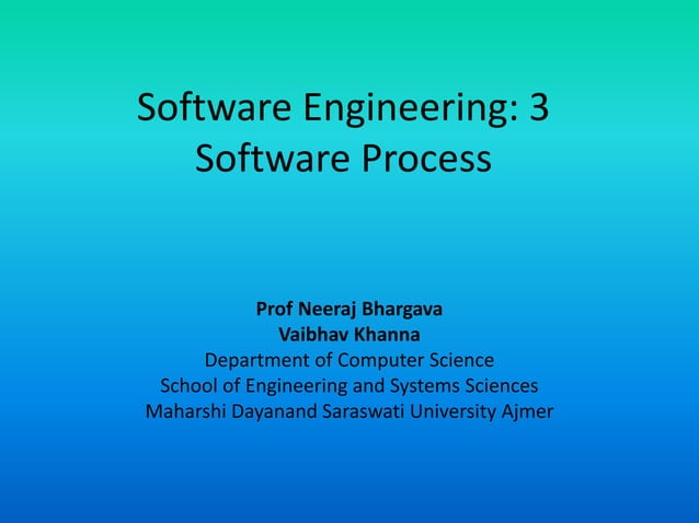 Software engineering 3 software process | PPTX | Computer Software and Applications | Computing
