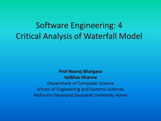 Software engineering 4 critical analysis of waterfall model | PPTX