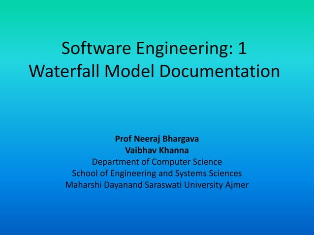Software engineering 5 document outputs at various levels of waterfall ...