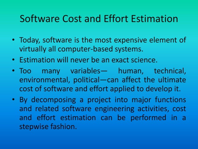 Software engineering 9 software cost estimation | PPTX
