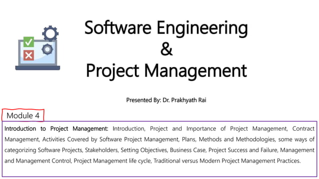 Software Engineering And Project Management Introduction To Project Management Pptx