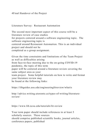 Software Engineering Course Project Restaurant Automation .docx