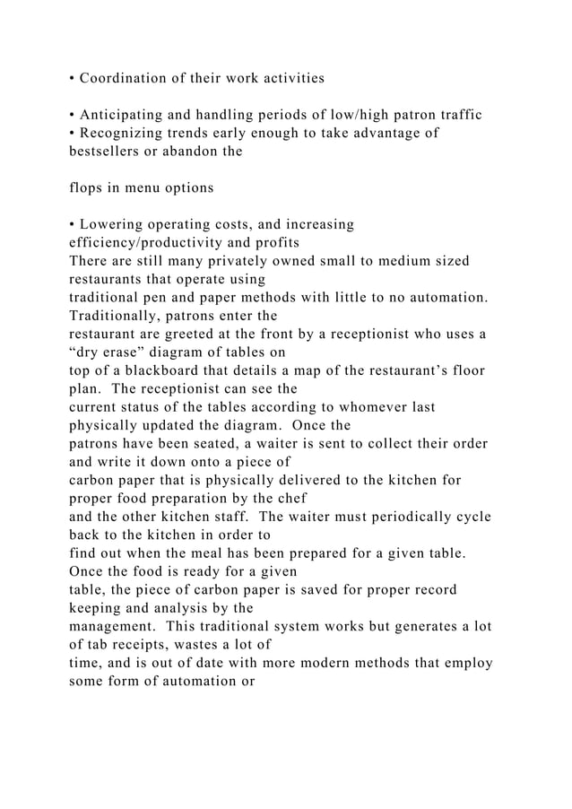 Software Engineering Course Project Restaurant Automation .docx | Computing | Technology & Computing