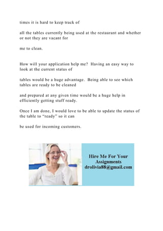 Software Engineering Course Project Restaurant Automation .docx