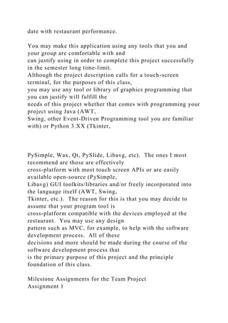 Software Engineering Course Project Restaurant Automation .docx
