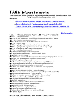 Software engineering FAQ | DOC