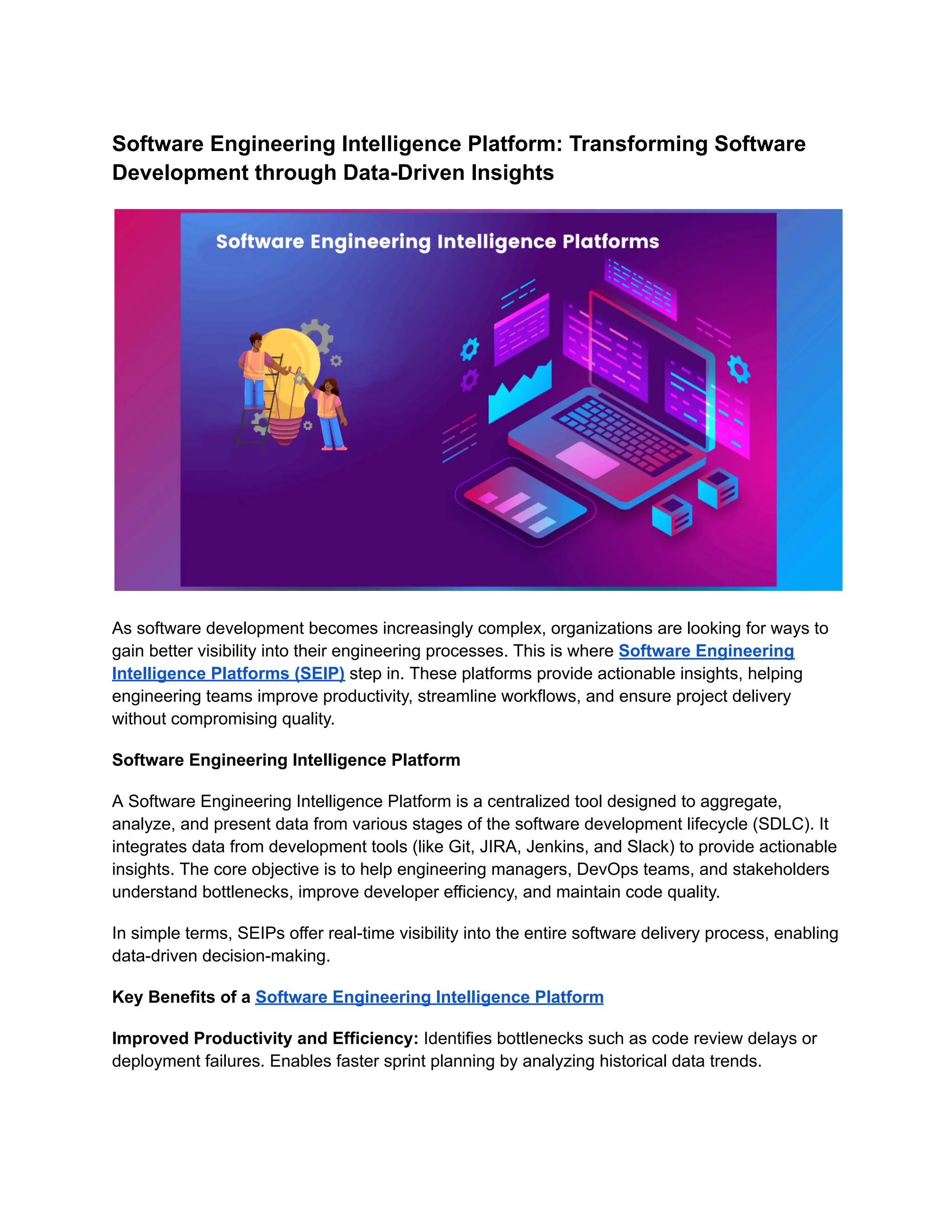 Software Engineering Intelligence Platform Transforming Software Development Through Data