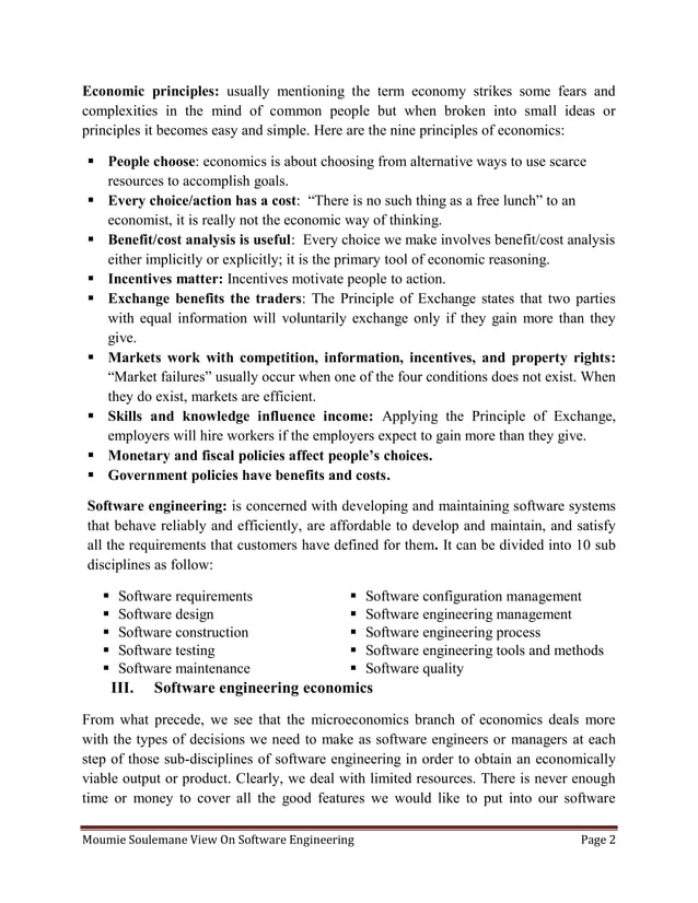 Software engineering in the context of production economic | PDF