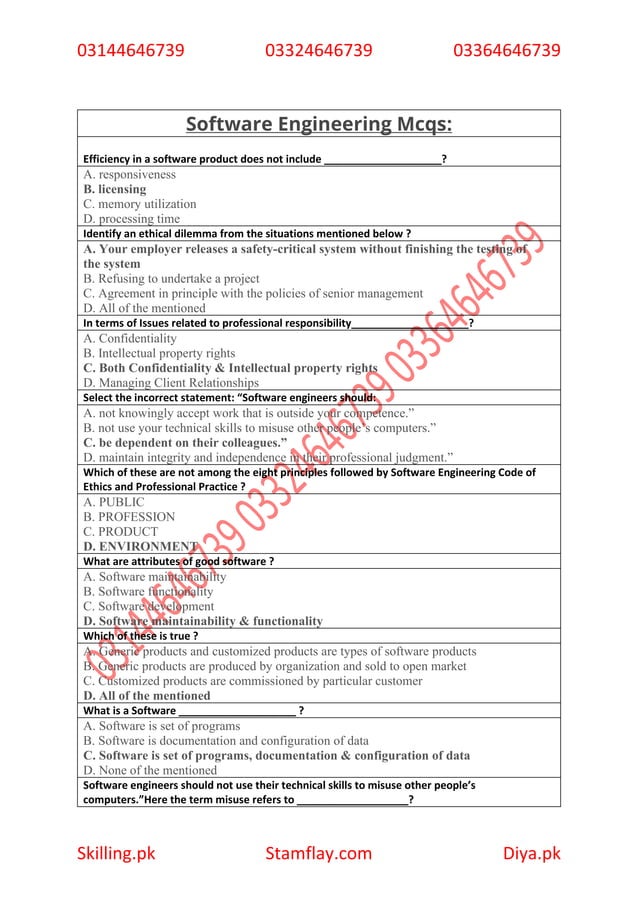 Software Engineering Mcqs.pdf | Operating Systems | Computer Software and Applications