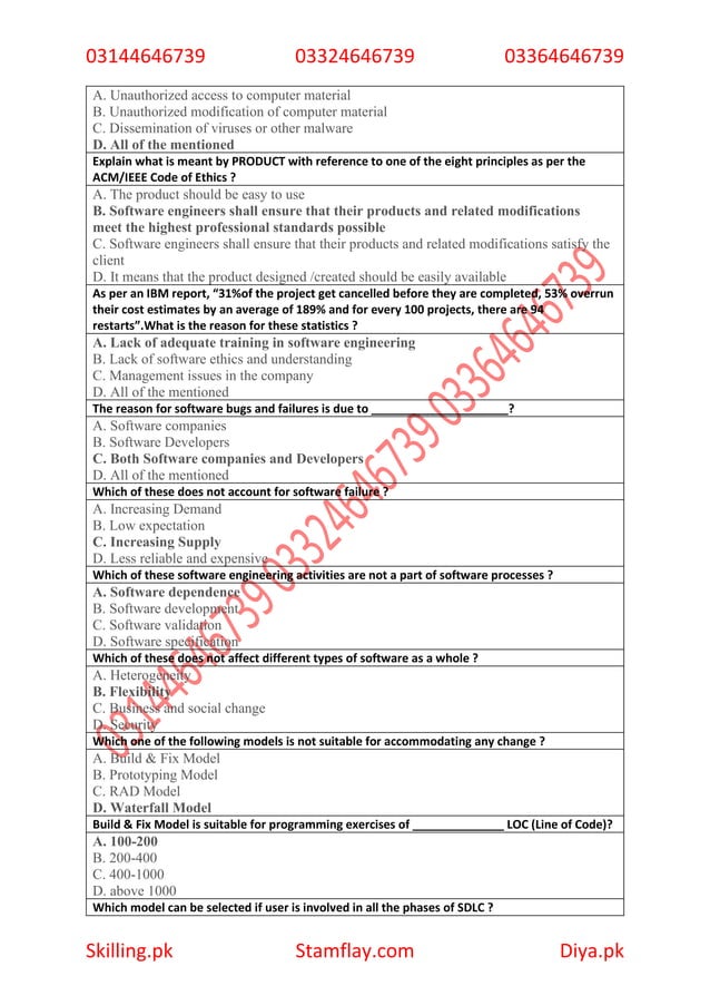 Software Engineering Mcqs.pdf | Operating Systems | Computer Software ...