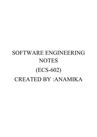 Software engineering notes | DOCX