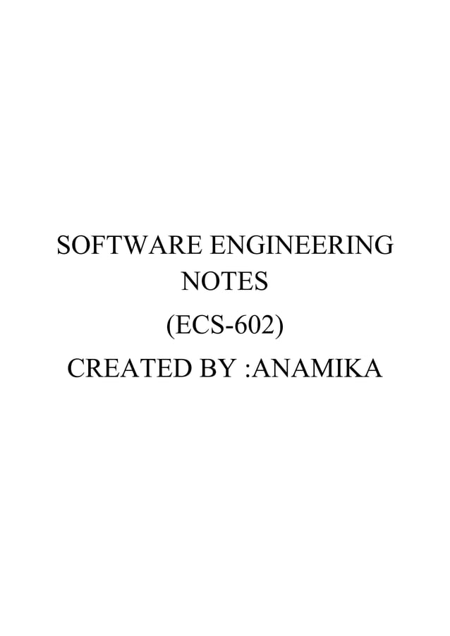 Software engineering notes | DOCX