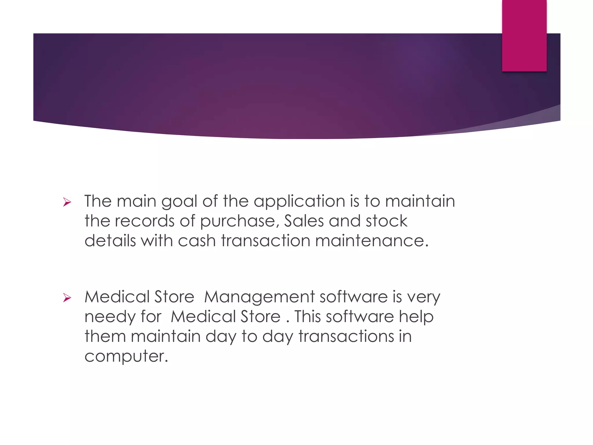 Medical Store Management System Software Engineering Project Ppt