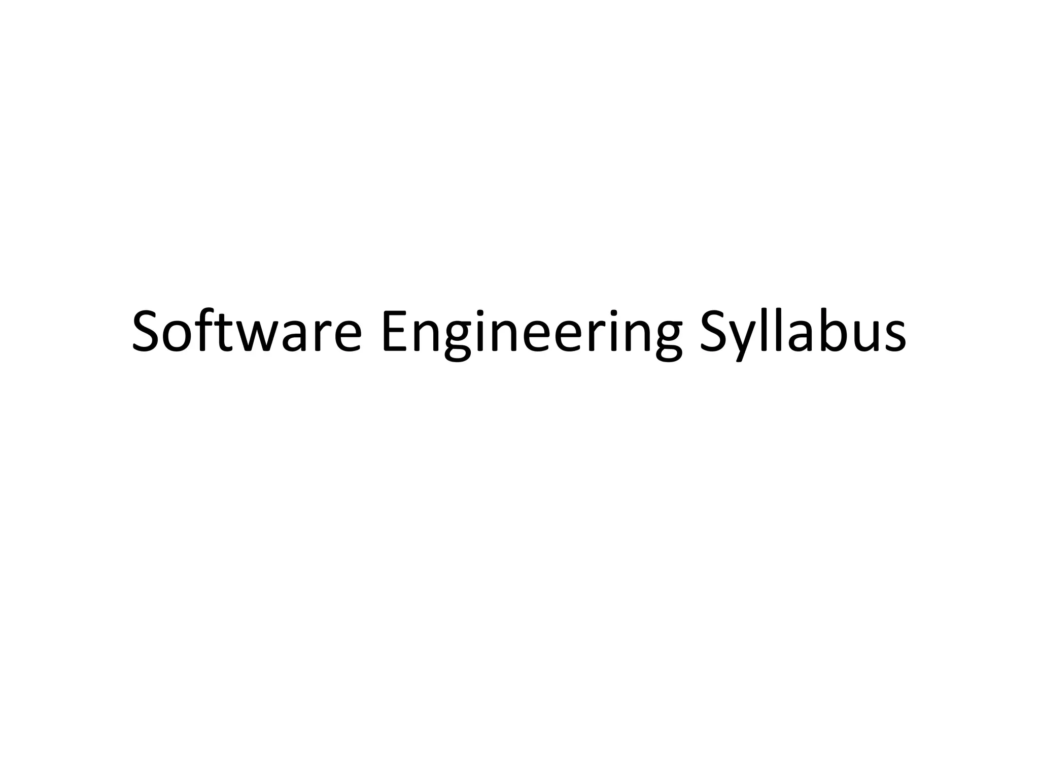 Software Engineering Syllabus Ppt